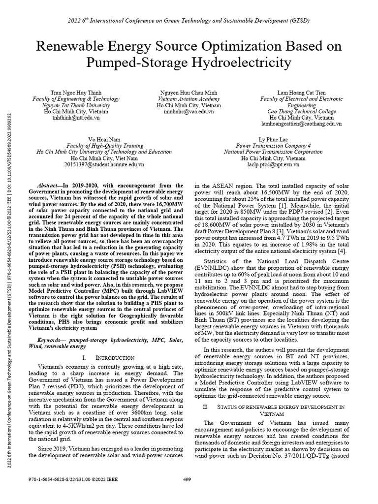 Renewable Energy Source Optimization Based On Pumped-Storage Hydroelectricity | PDF