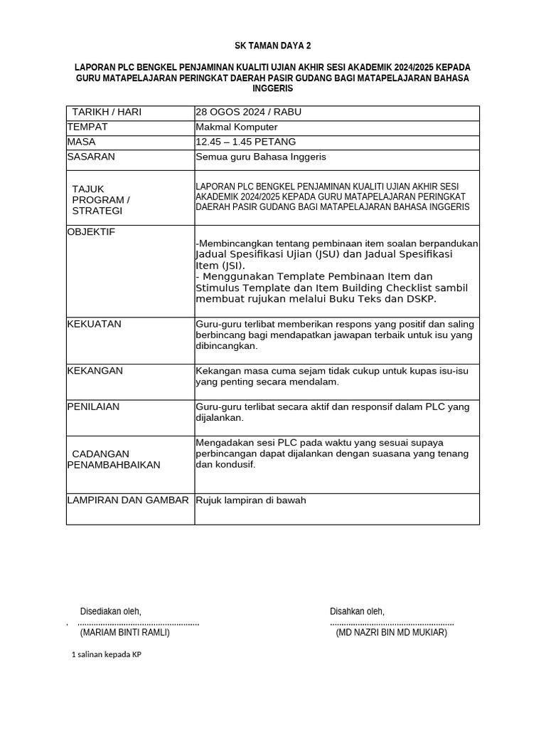 Laporan Program (Contoh) | PDF