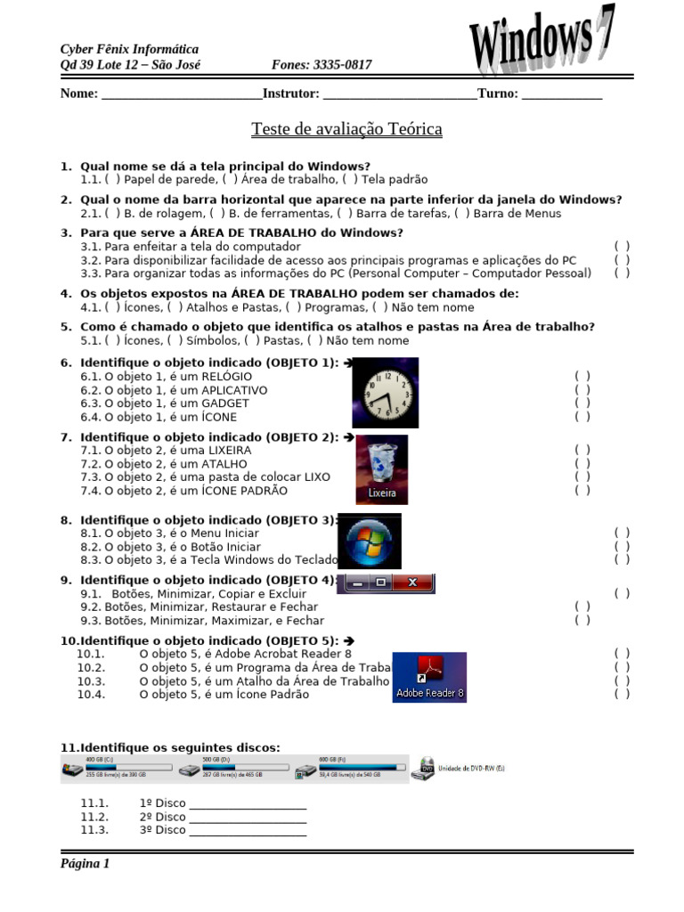 Teste Téorico de WINDOWS 7 | PDF