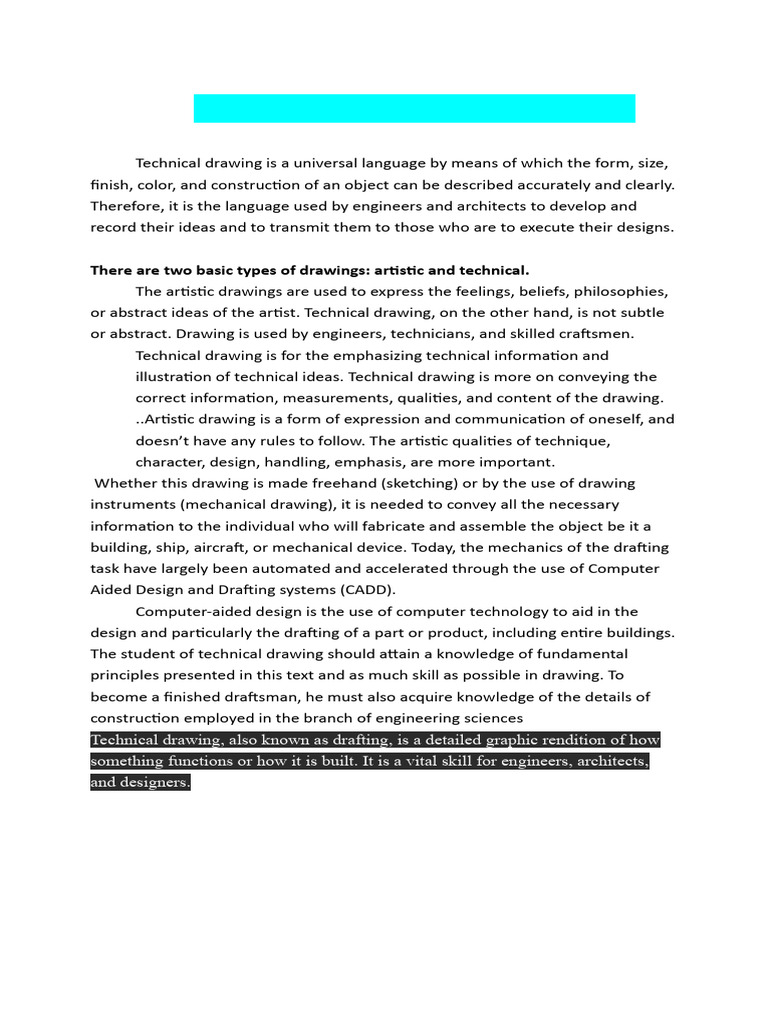 Basic Technical Drawing 001 | PDF