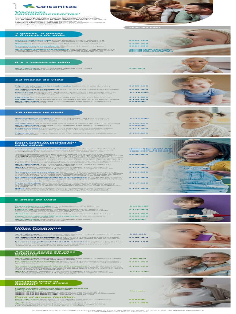 Tarifas Vacunas Complementarias 2024 | PDF