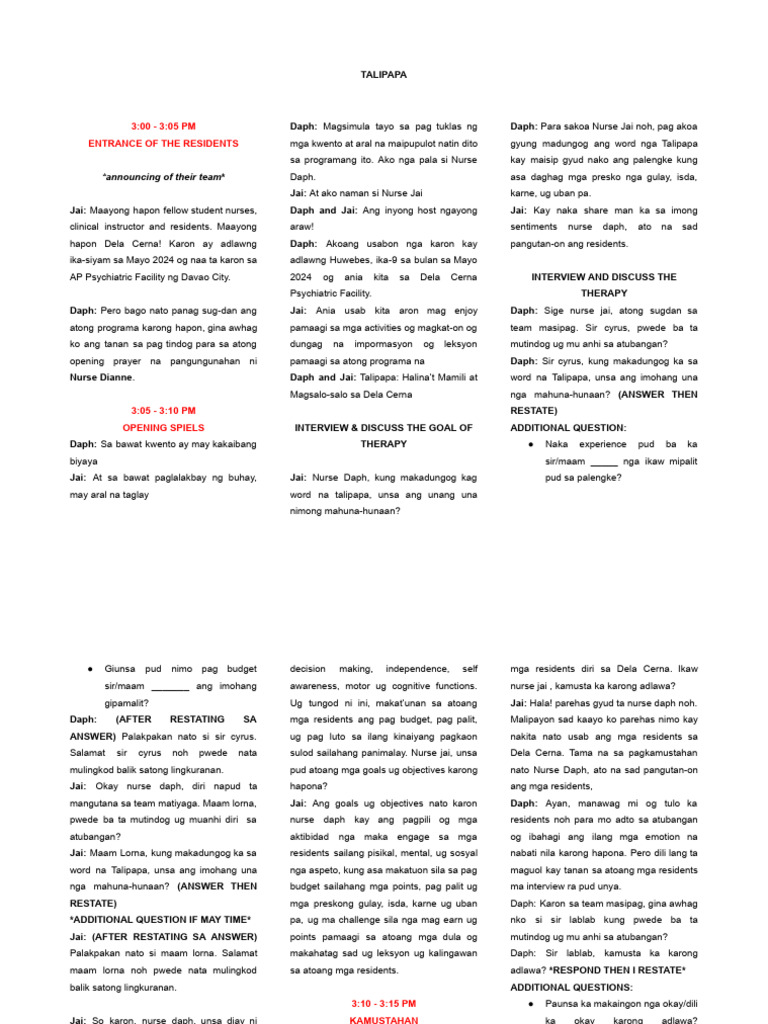 Talipapa Script | PDF