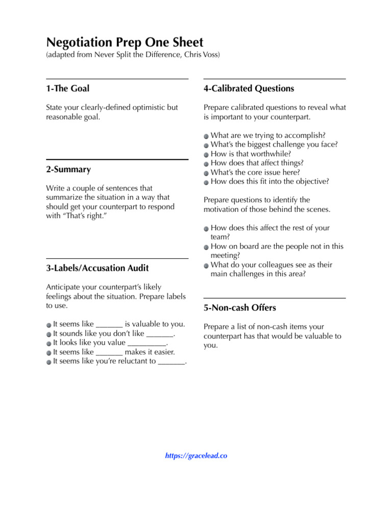 Tool Negotiation Prep One Sheet | PDF