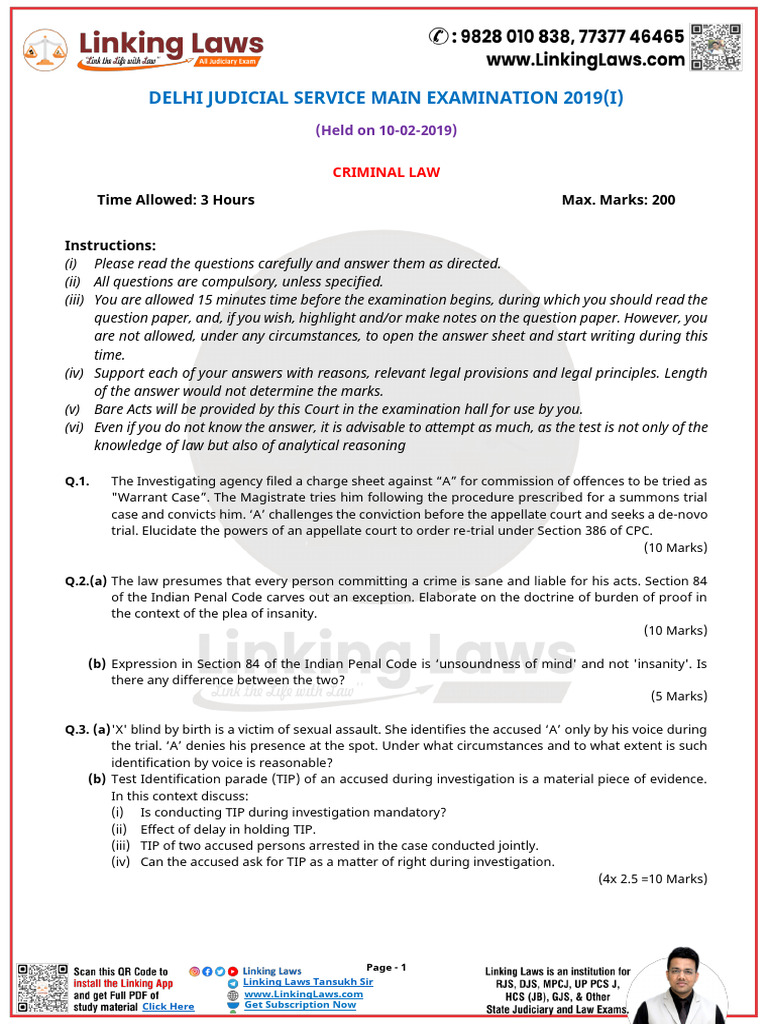 Djs Mains 2019 Paper 1 684 | PDF | Bail | Criminal Procedure In South ...