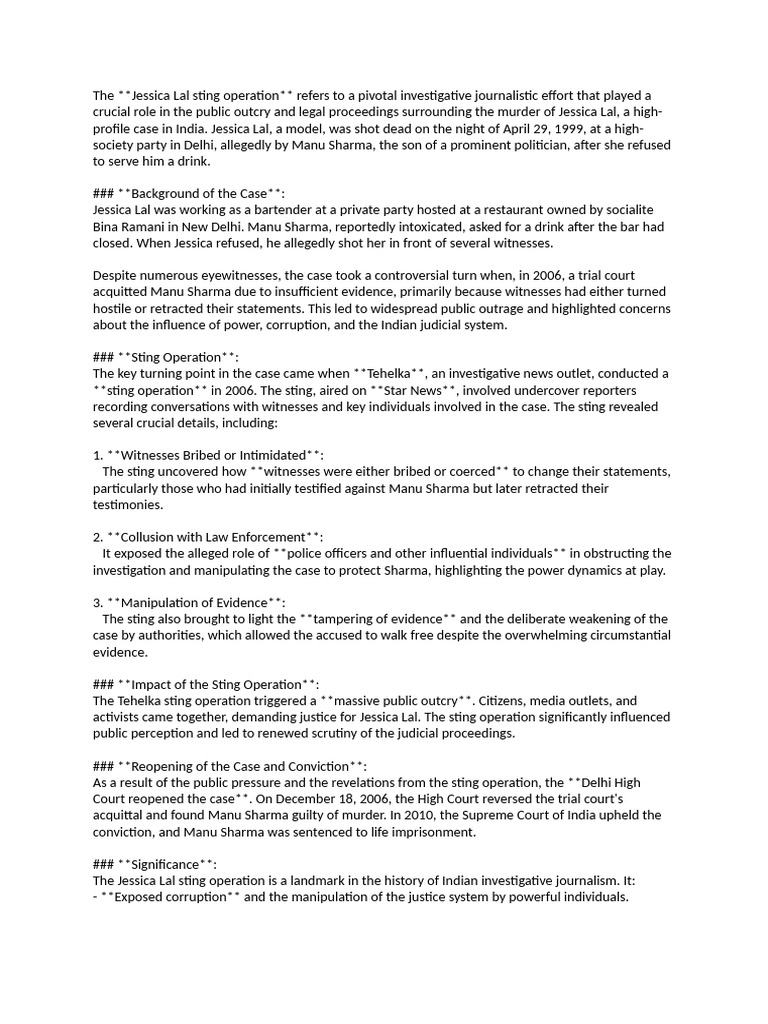 Jessica Lal Case | PDF