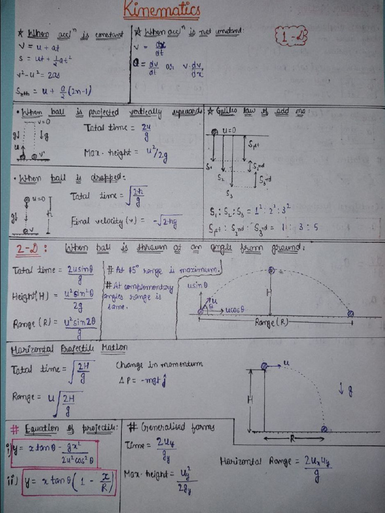 Kinematics Short Notes | PDF