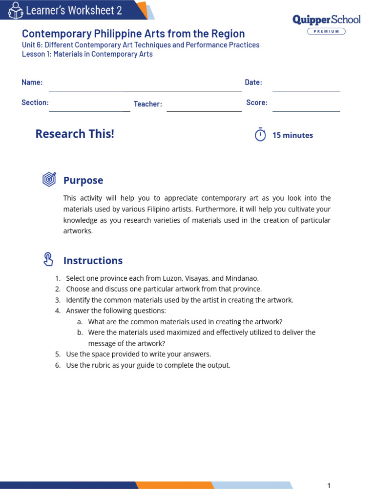 CPAR 11 - 12 Q4 06 Different Contemporary Art Techniques and ...