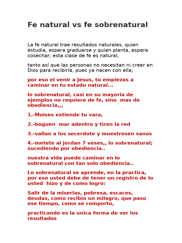 Fe Natural Vs Fe Sobrenatural | PDF
