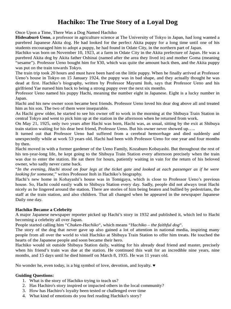 True Story of Hachiko | PDF