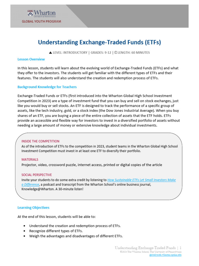 Unit 2.3-Understanding ETFs | PDF