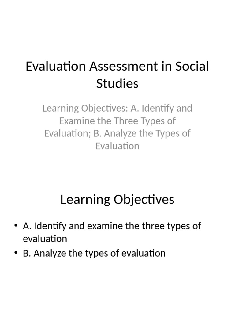 Evaluation Assessment Social Studies | PDF