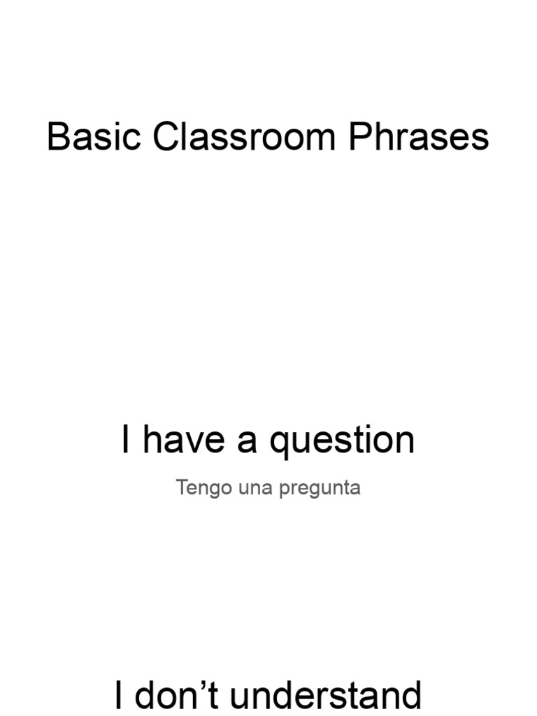 Basic Classroom Phrases | PDF