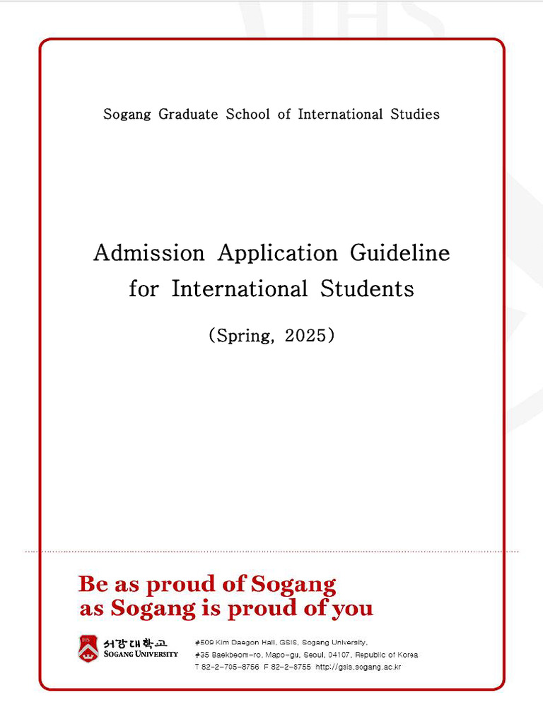 Sogang GSIS Admission Guide 2025 | PDF | Academic Degree | Master's Degree