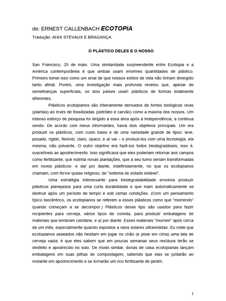 Callenbach Ecotopia | PDF