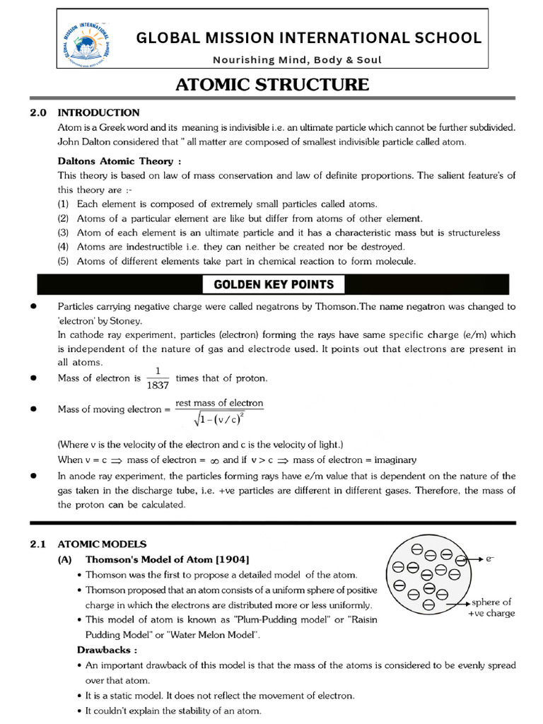 Structure of Atom PDF | PDF