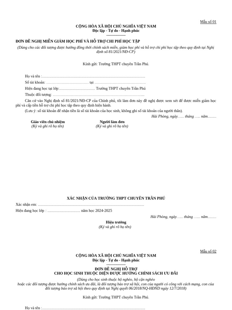 File H Sơ 2024-2025 Theo NQ 06 | PDF