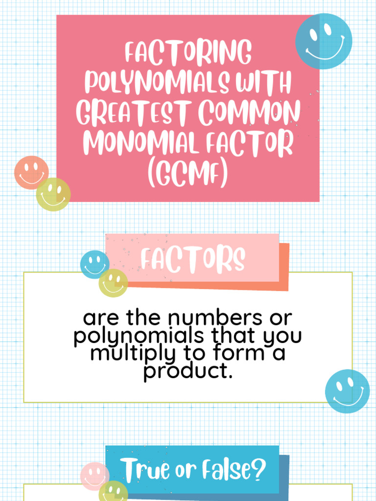 Factoring Polynomials With Common Monomial Factor and The Difference of Two Squares | PDF