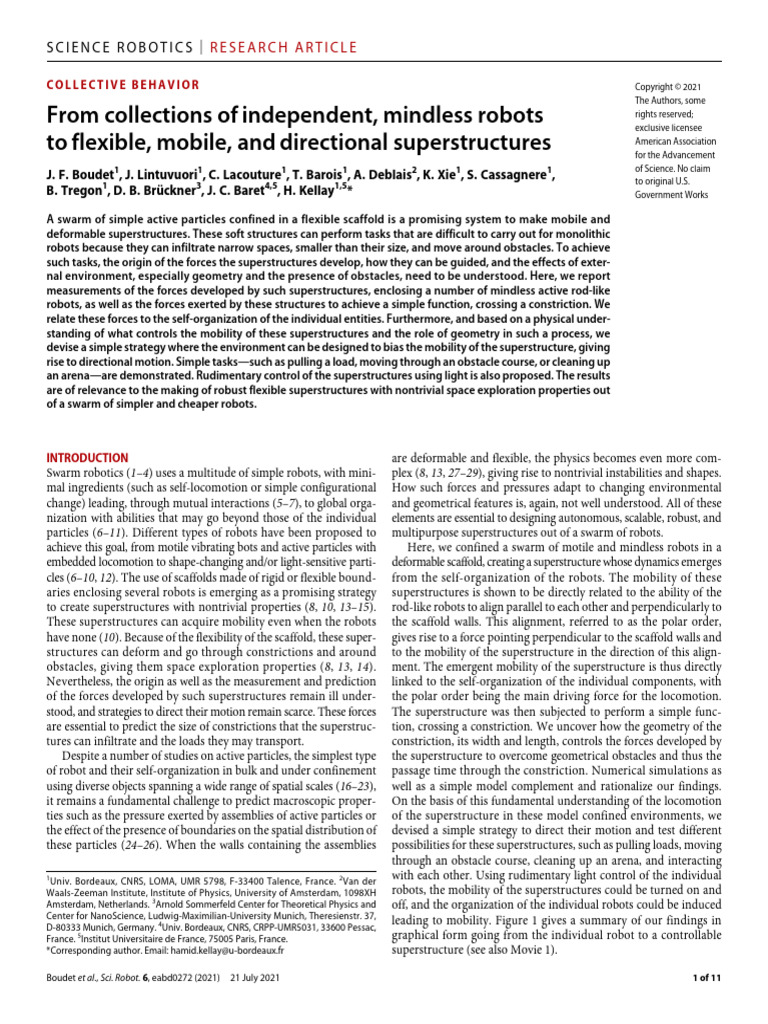 From Collections of Independent, Mindless Robots To Flexible, Mobile ...