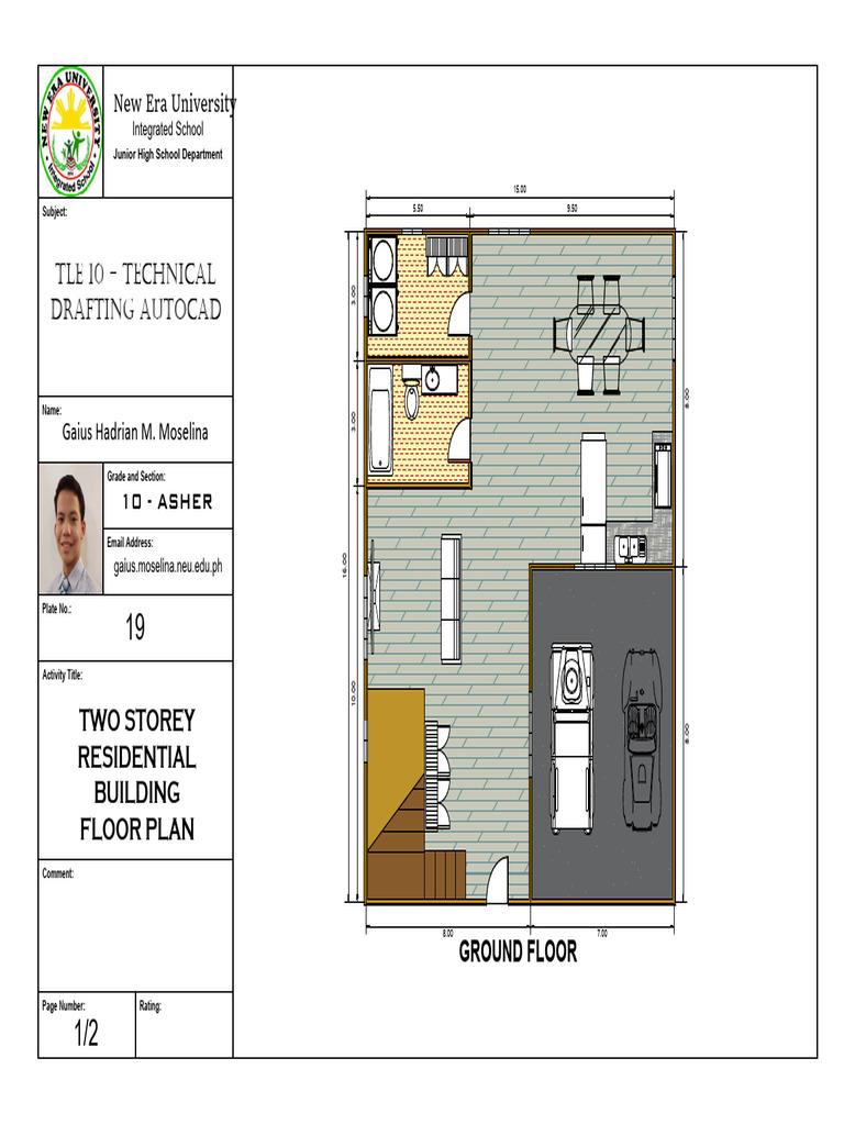 Two Storey Residential Building Floor Plan - Ground Floor | PDF