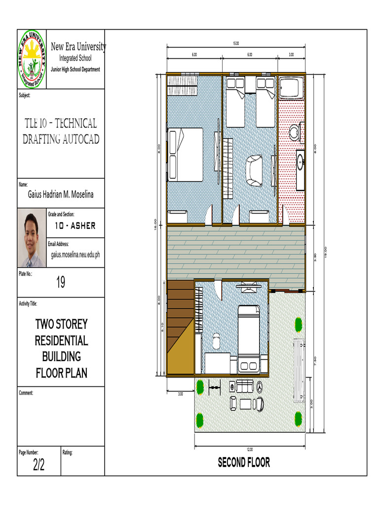 Two Storey Residential Building Floor Plan - Second Floor | PDF
