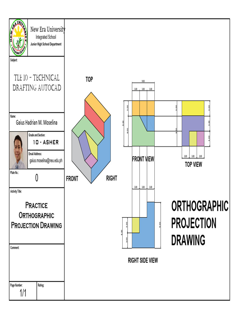 Practice (Orthographic Projection Drawing) | PDF