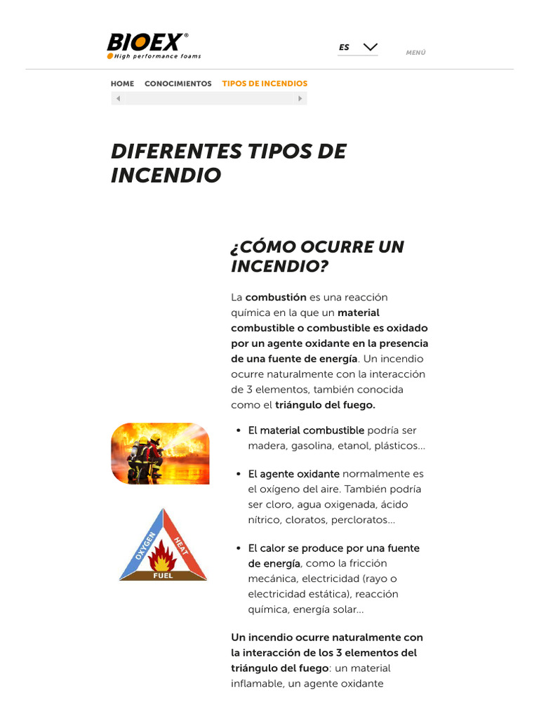 ¿Cuáles Son Las Diferentes Clases de Incendios - BIOEX | PDF