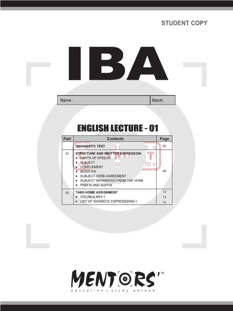 Mentor's BBA English Lecture Sheet 1 | PDF
