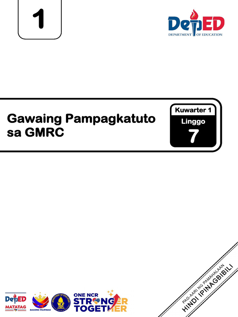 Gawaing Pampagkatuto Sa GMRC: Linggo | PDF