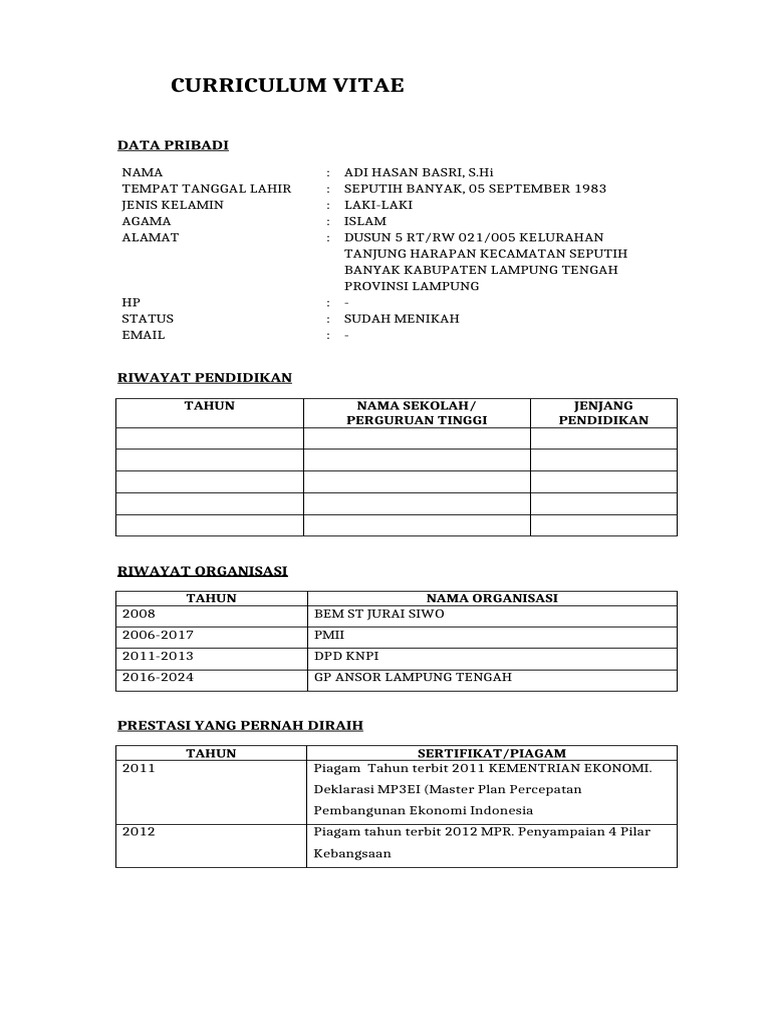 CV PAK Adi Hasan Basri | PDF