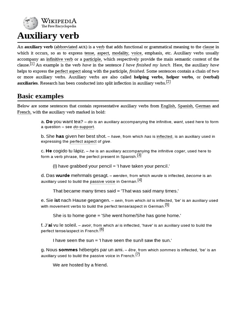 Auxiliary Verb | PDF