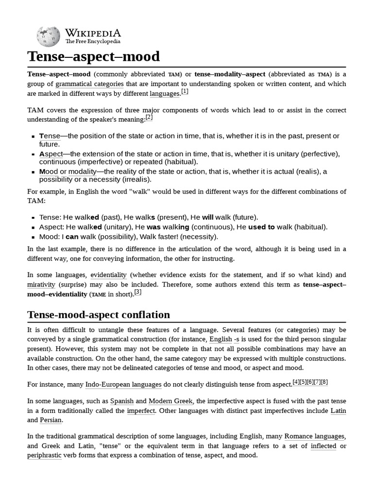 Tense Aspect Mood | PDF