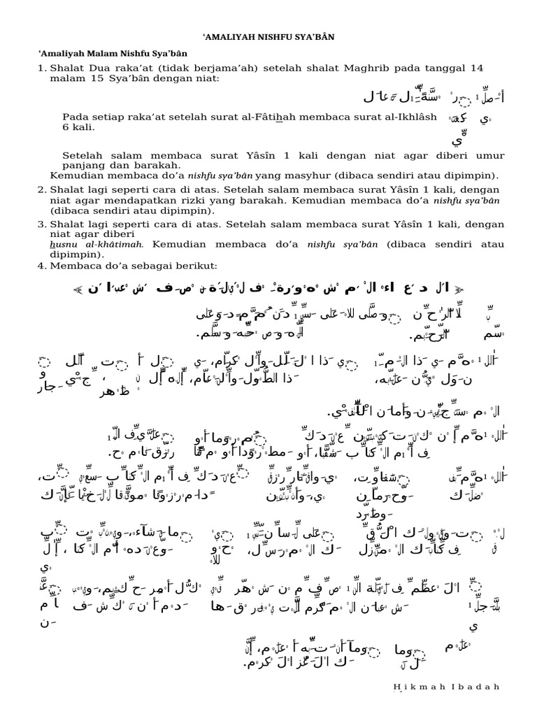 Amaliyah Nishfu Sya'ban | PDF