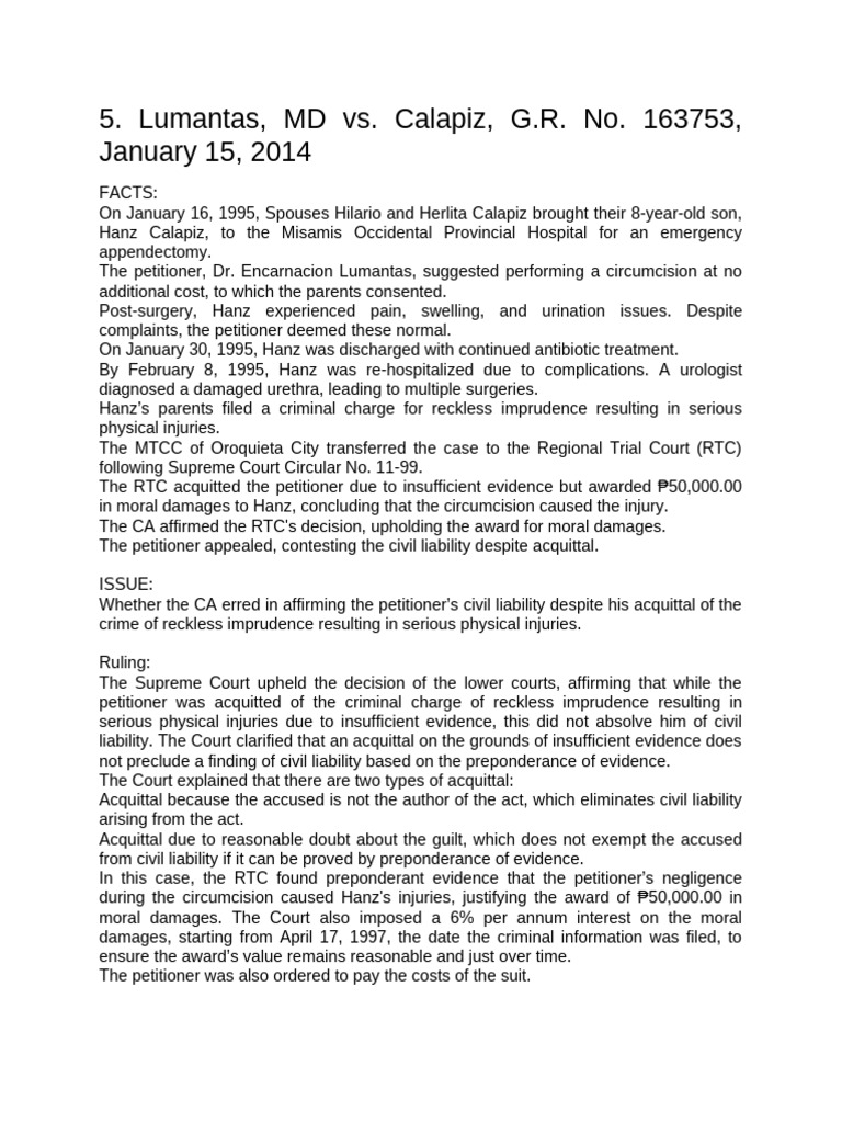 Lumantas, MD vs. Calapiz, G.R. No. 163753, January 15, 2014 | PDF ...