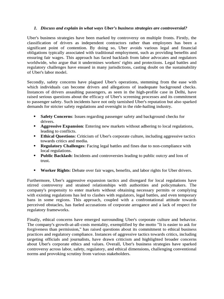 Case Study On Uber Drives Into Trouble Info | PDF