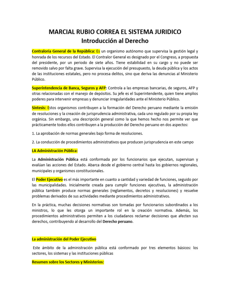 Marcial Rubio Correa El Sistema Juridico (Resumen) | PDF