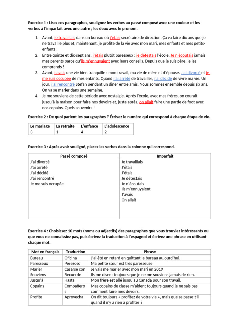 Devoir (Passé Composé) - 1 | PDF
