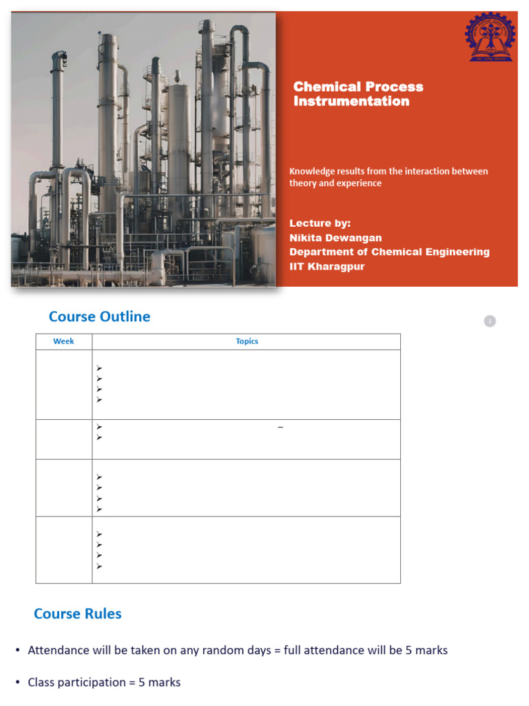 Chemical Process Instrumentation - Lecture 1 | PDF