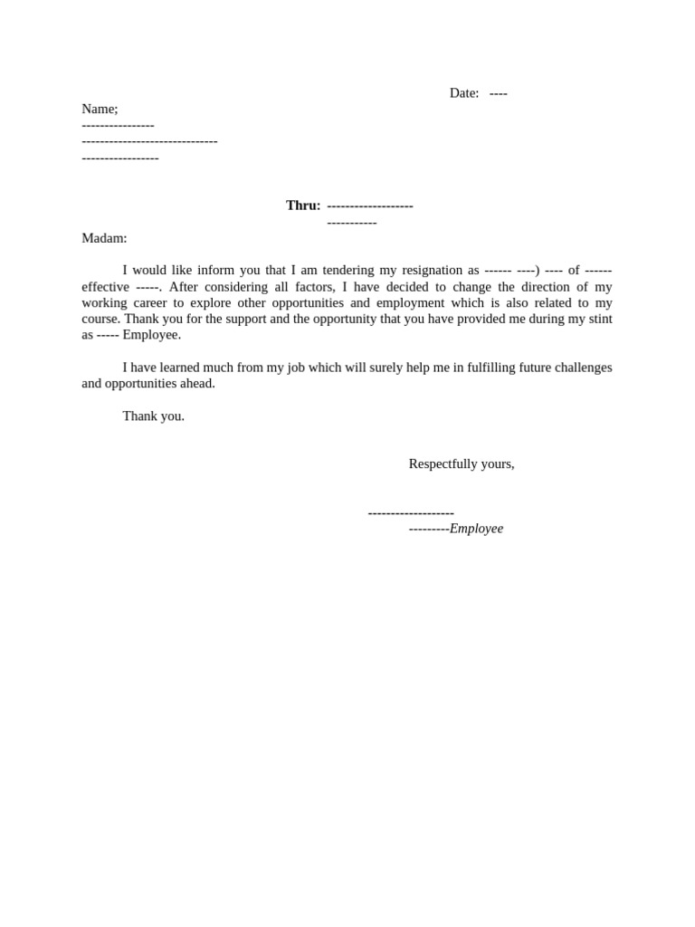 Resignation Letter | PDF