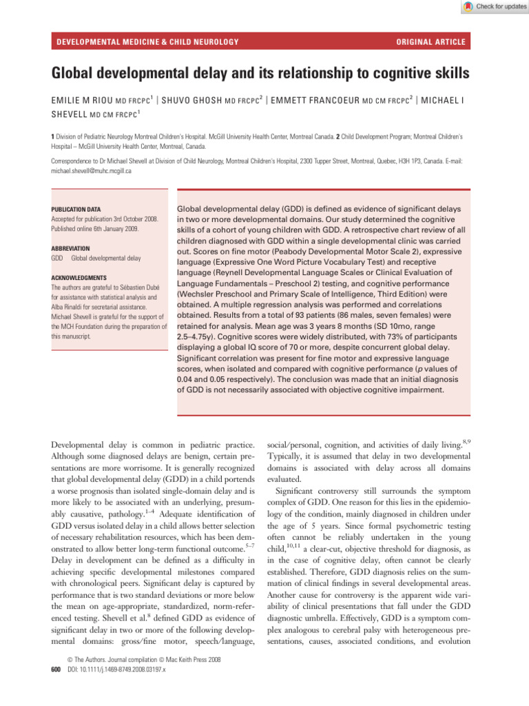 Develop Med Child Neuro - 2009 - RIOU - Global Developmental Delay and ...
