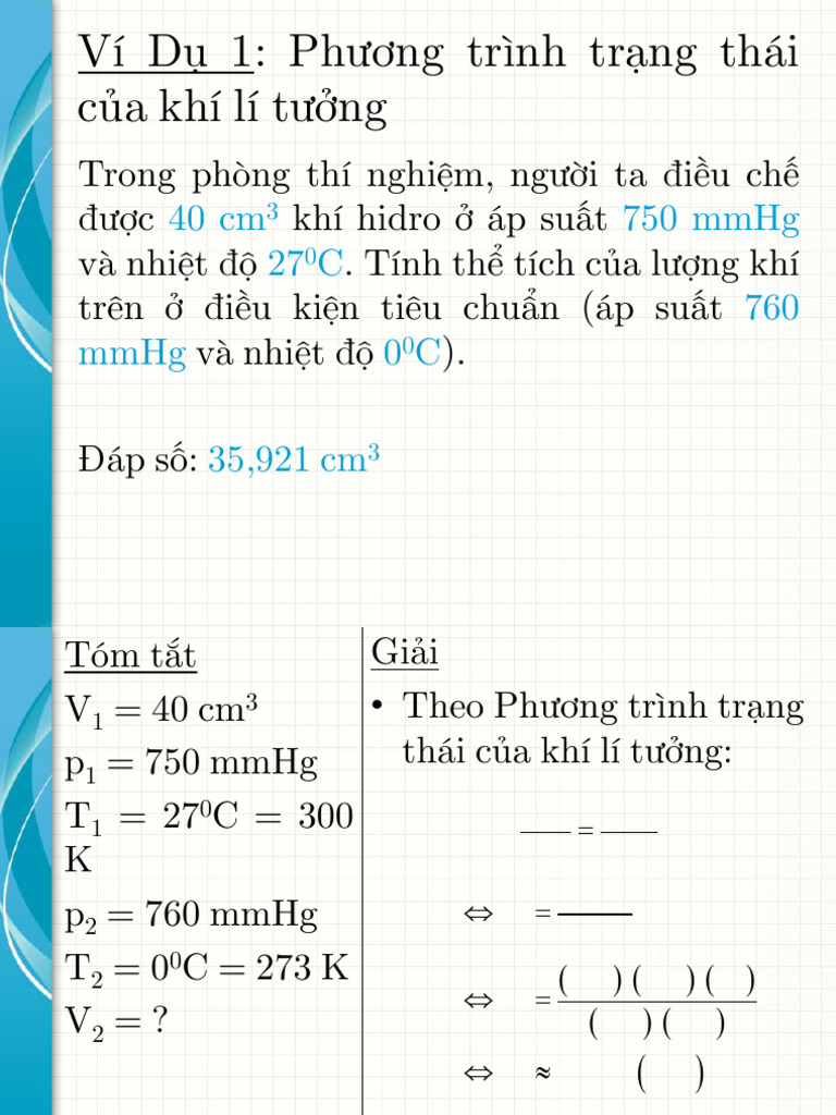 Ví D 1: Phương Trình TR NG Thái C A Khí Lí Tư NG | PDF