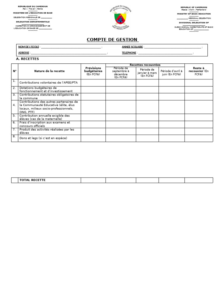 Matrice D'un Compte de Gestion | PDF