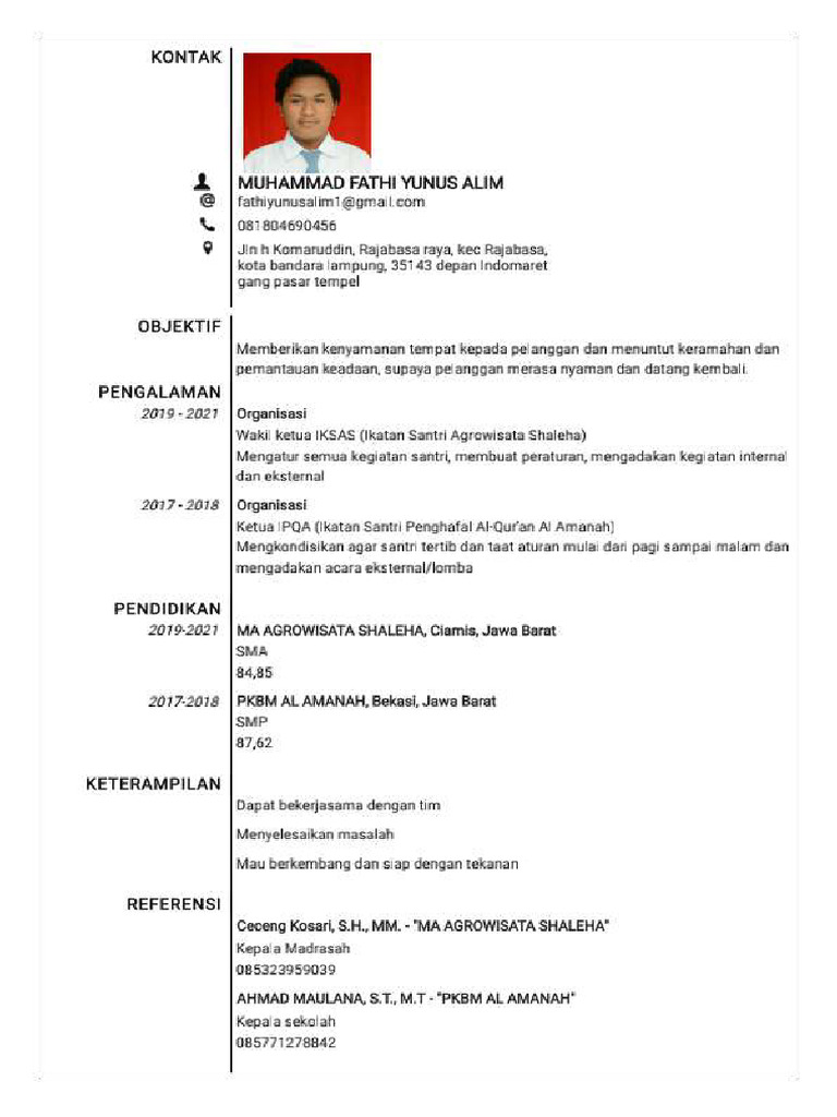 CV - Muhammad Fathi Yunus Alim | PDF