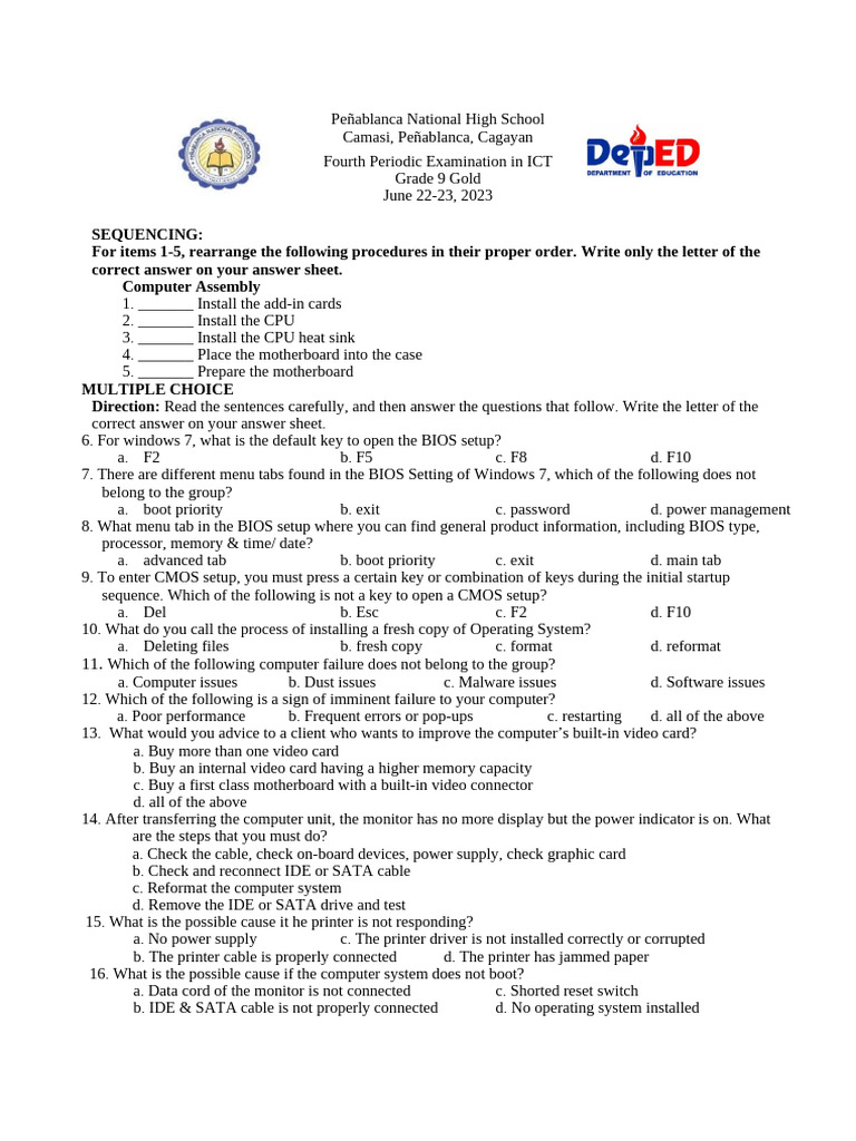 Grade 9 Gold-4th Quarter | PDF