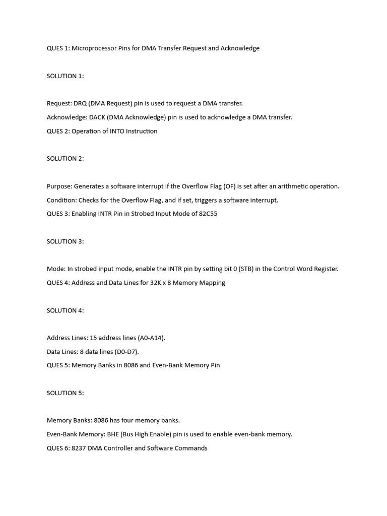 Microprocessor Question Bank | PDF