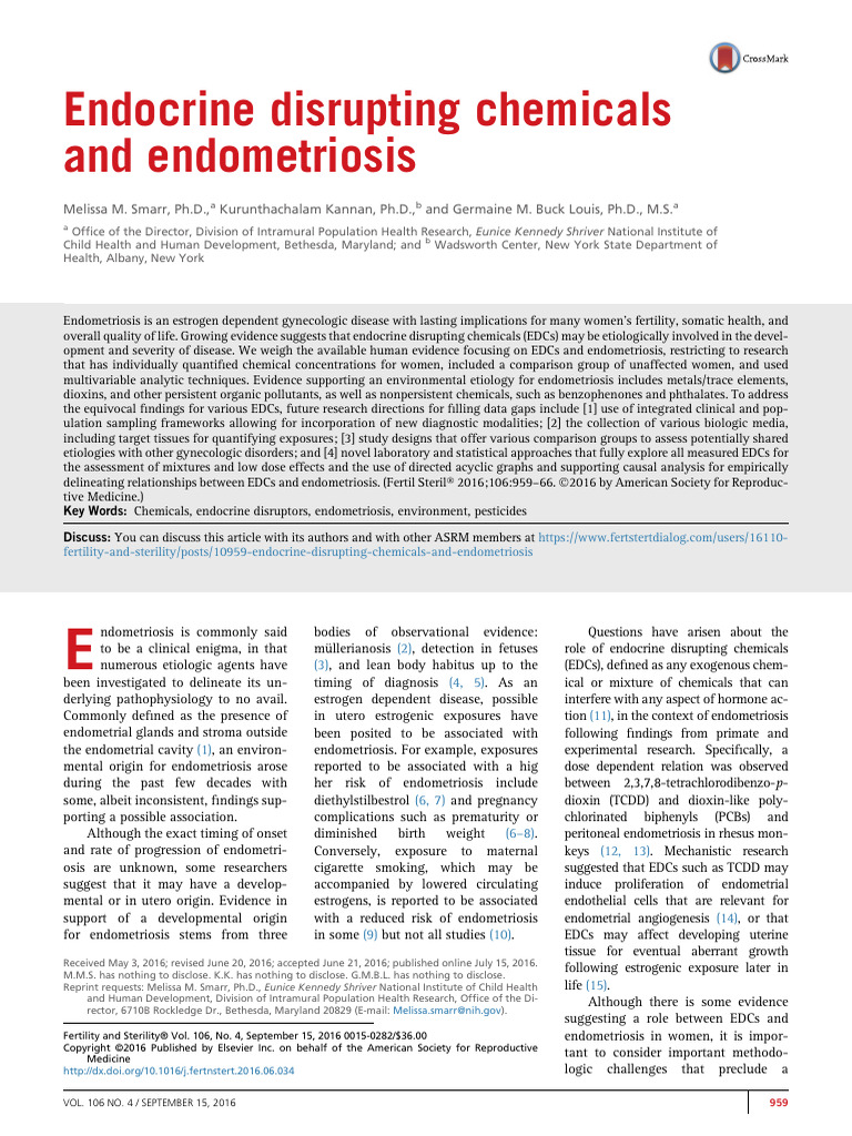 Endocrine Disrupting Chemicals and Reproductive Disorders - Endocrine ...