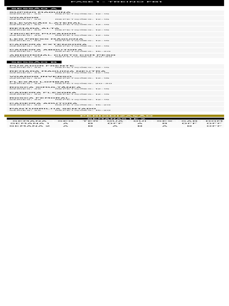 Treino - Fase 1 - Treino Fb1 | PDF