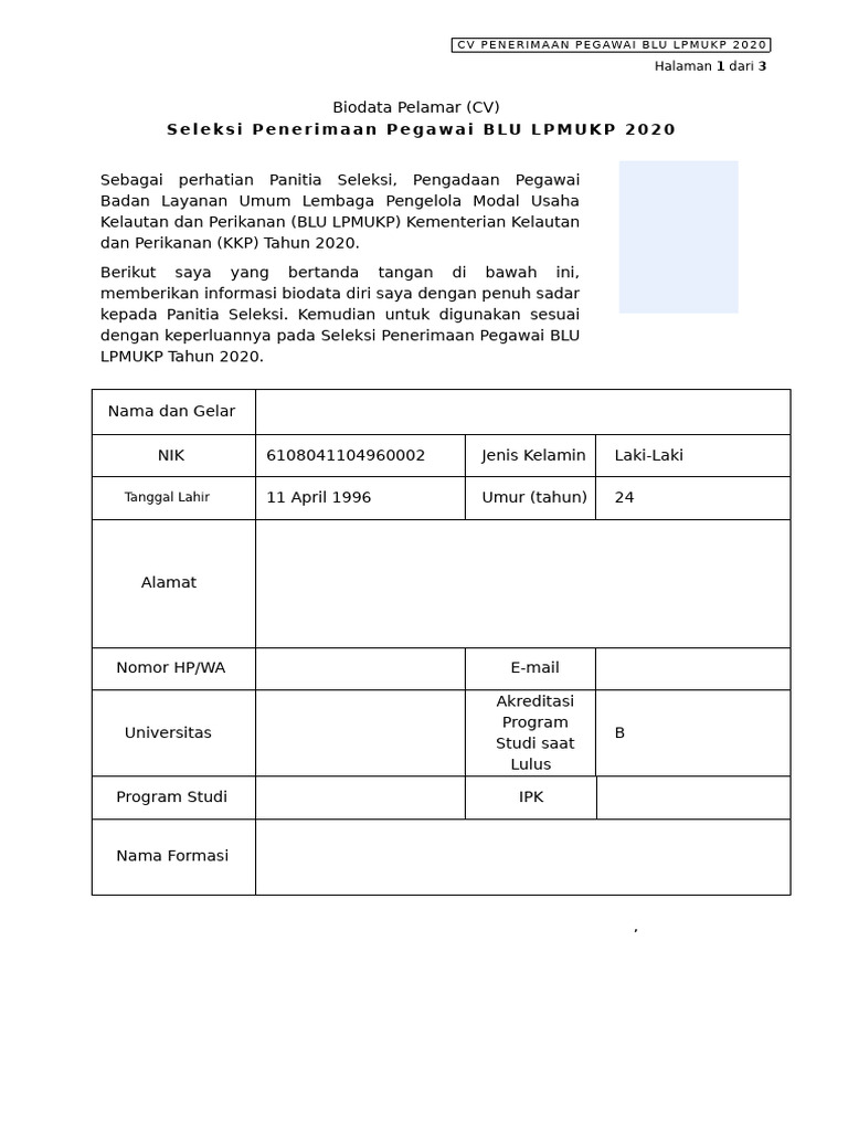 CV Blu Lpmukp (Ronald) | PDF