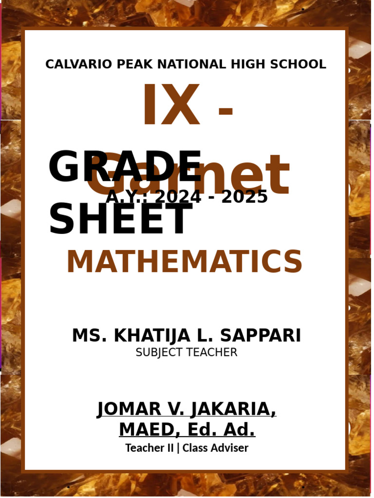 Frontpage - Gradesheet | PDF