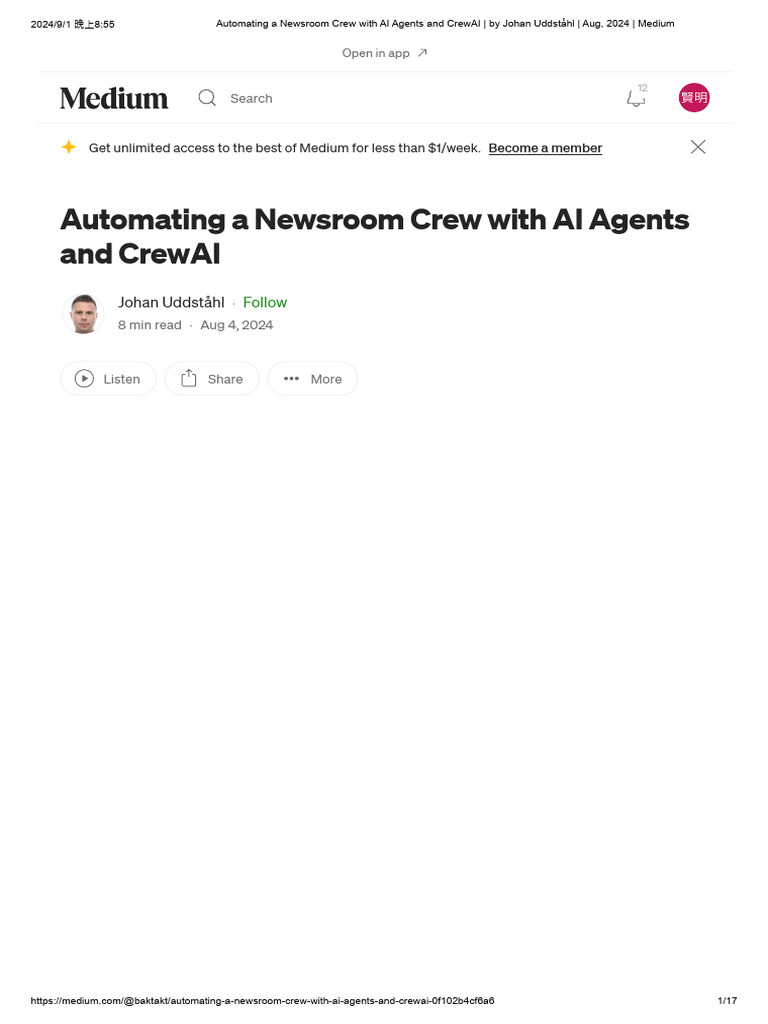 Automating A Newsroom Crew With AI Agents and CrewAI - by Johan ...