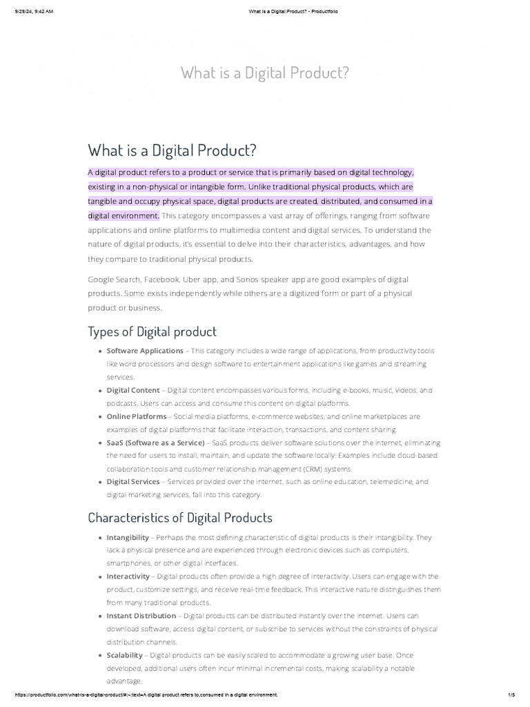 What Is A Digital Product - Productfolio | PDF